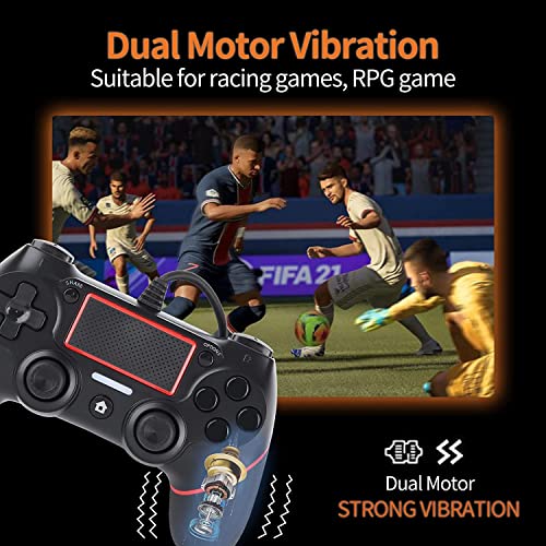 Wintek Inone PS-4 Wired Controller for PS-4/Pro/Slim/PC/Laptop, USB Plug Gamepad Joystick with Dual Vibration and Anti-Slip Grip, Professional USB PS-4 Wired Gamepad(Black & Red)