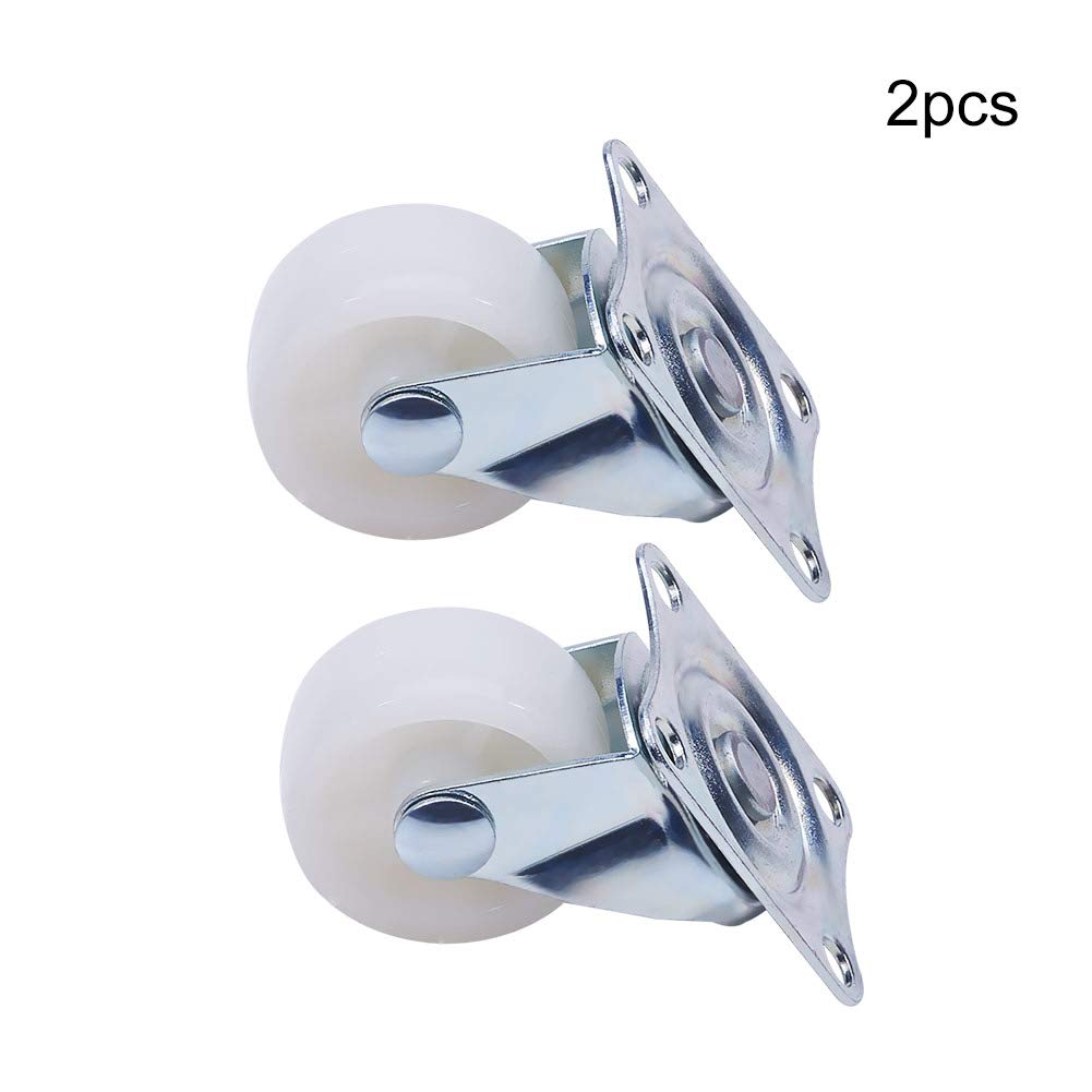 Caster Furniture,Rubbered Trolley Wheels , Castor Wheels,Furniture Casters,Swivel Casters 1.18 Inch Nylon Top Plate Mounted Caster Wheels No Brake White 26lb Capacity 2pcs
