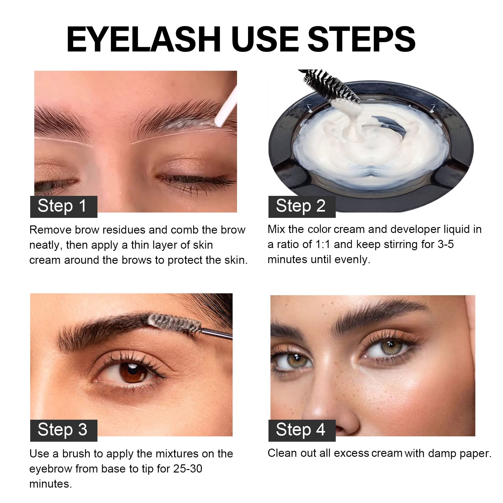 Eyebrow & Eyelash Color Kit, Eyebrow Ti-ηt & Eyelash Ti-ηt, Suitable for Salon & Home Use (Dark Brown)