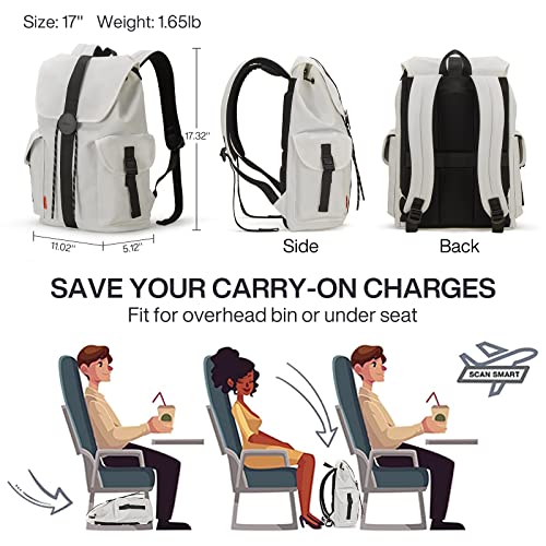 Mixi Travel Laptop Backpack for Women & Men Carry On Backpack fits 16'' Laptop, Waterproof Lightweight Casual Hiking Weekender Bags Rucksack,17 Inch, Interstellar White