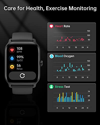 Smart Watch for Men Women (Answer/Make Call), 1.8" Touch Screen Activity Trackers for Android iPhone Compatible with Alexa Built in, Fitness Heart Rate Blood Oxygen Sleep Monitor, IP68 Waterproof