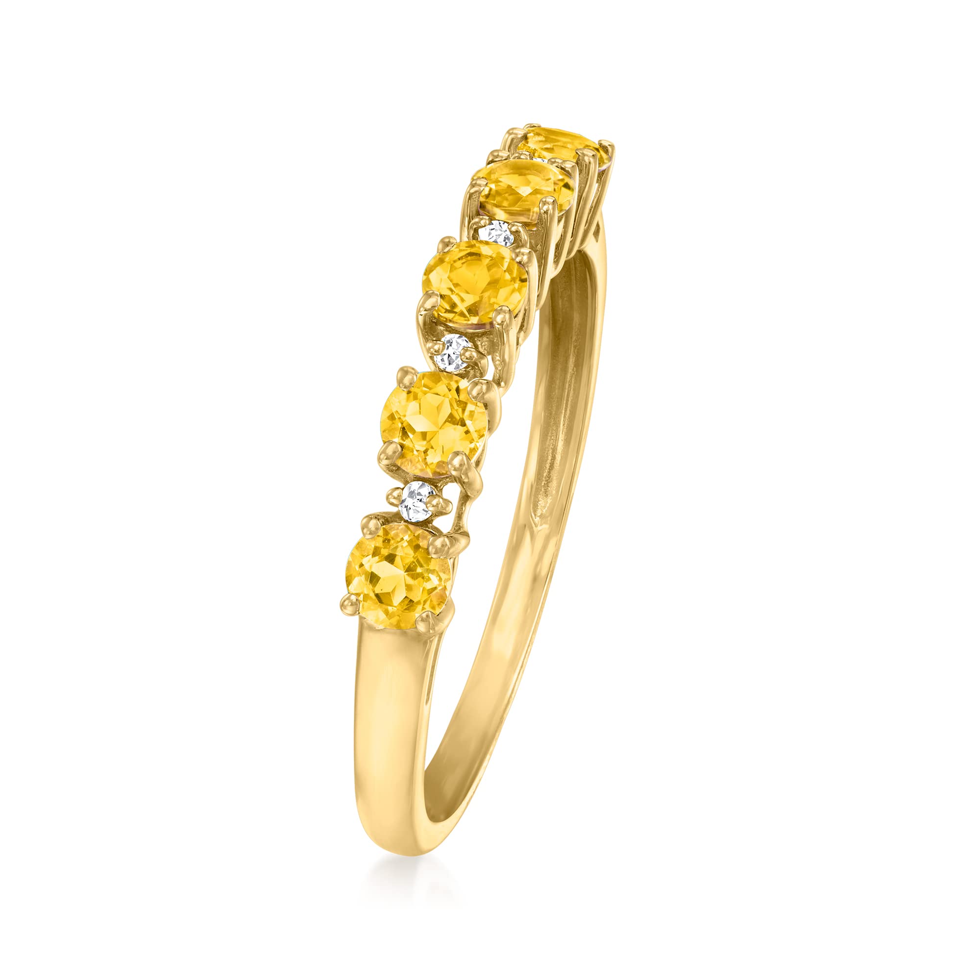 Canaria 0.50 ct. t.w. Citrine Ring With Diamond Accents in 10kt Yellow Gold. Size 6