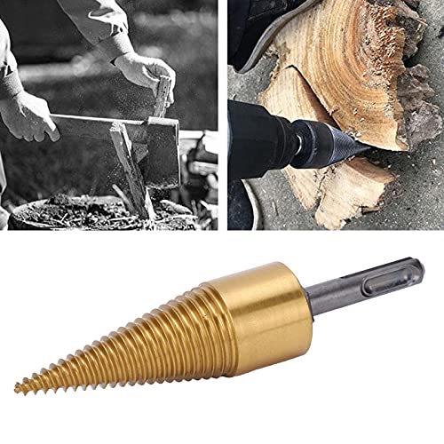 Drill Screw Cone Wood,Firewood Split Drill Bit Round Shank High Speed Steel Wood Cone Punch Accessories 32mm