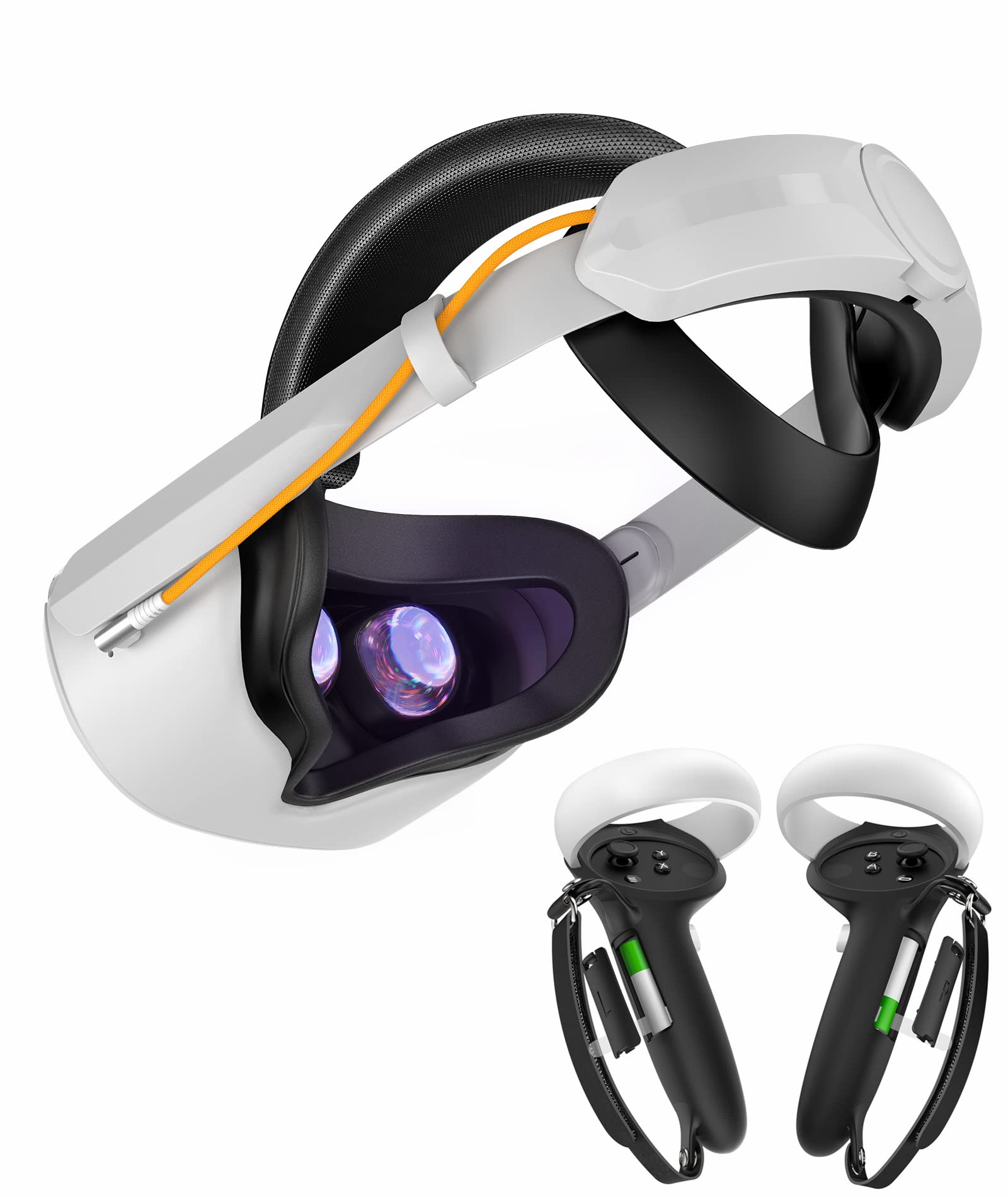 Elite Head Strap with 6000 mAh Battery Pack and Extended 1.65 Inches of Controller Grip for Oculus Quest 2