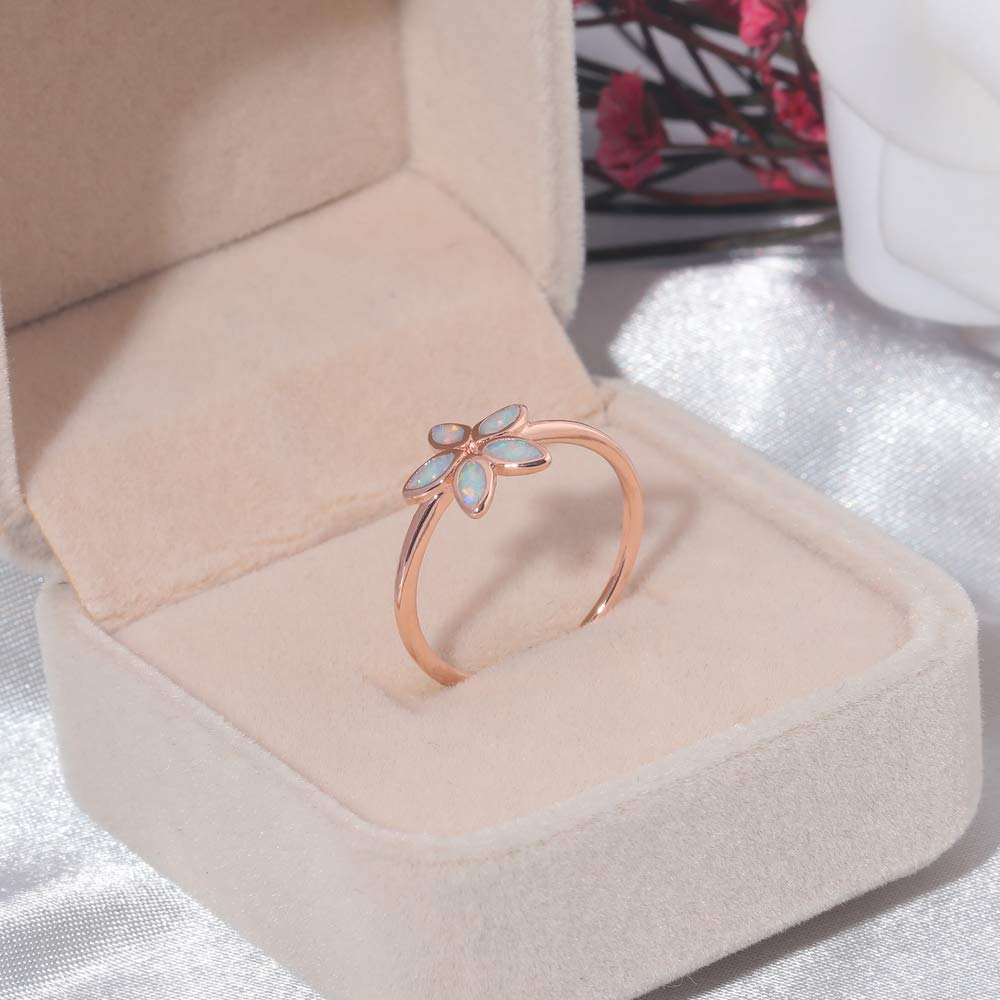 CiNily Flower Opal Ring White Gold Plated Pink Tourmaline Women Jewelry Gemstone Ring Size 6-12 (flower opal ring-pink, 7)