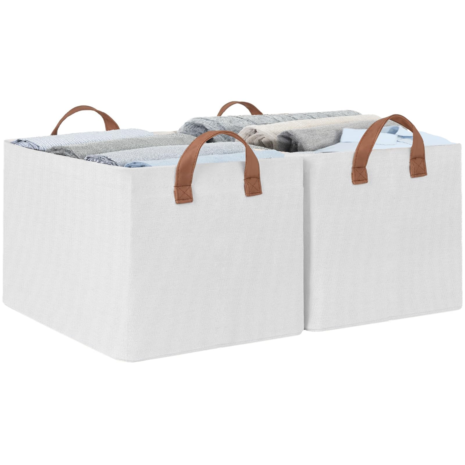 FLYBOX Collapsible Storage Bins for Shelves,Fabric Folding Storage Baskets with Handles,Medium Rectangle Closet Storage Bin Organizer for Organizing Clothes,Gray,2 Packs Hanging Storage Baskets