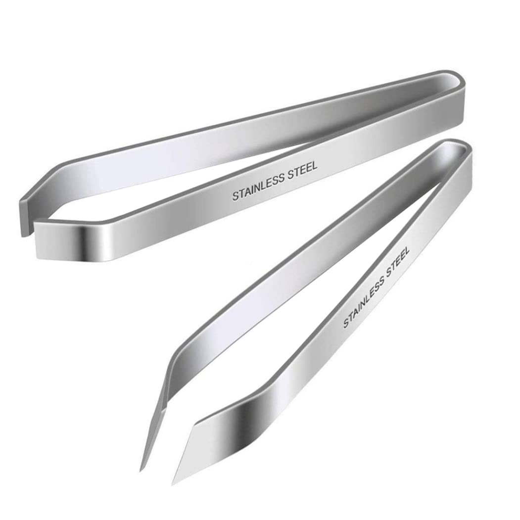 Fish Bone Tweezers - 2PCS Kitchen Tweezers Stainless Steel Flat and Slant Cooking Tweezers Precision Chef Tweezers Meat Hair Remover Tool for Cooking Kitchen, Suitable for Salmon Deboning
