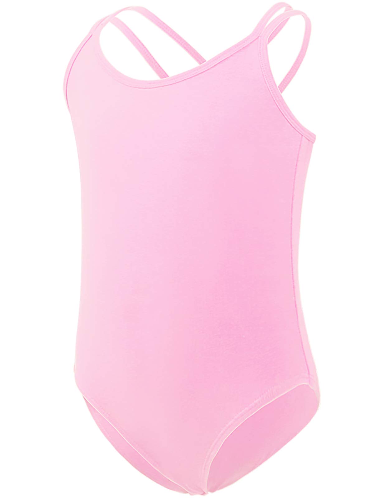 Cuulrite Pink Ballet Leotards for Girls Toddler Sleeveless Doulble Straps Dance Outfit, Small