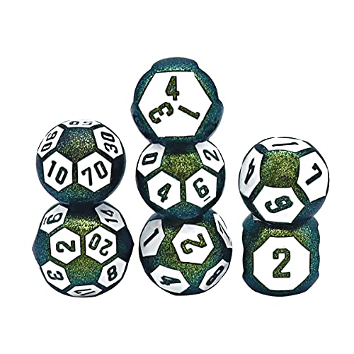 UONUOT 7pcs DND Football Metal Dice Set D&D Polyhedral Dice for Dungeons and Dragons Role Playing Dice Games RPGs (Green)