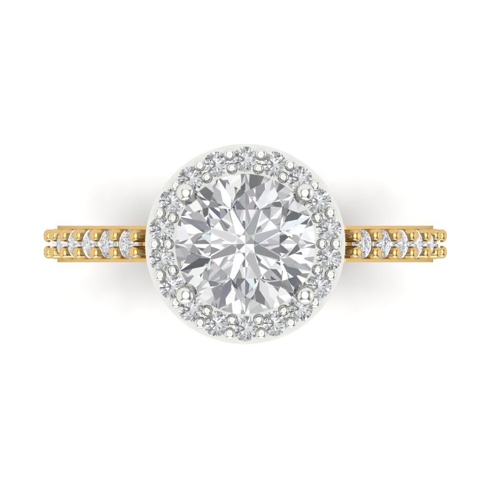 Clara Pucci 2.40 ct Round Cut Solitaire Halo Moissanite Designer Anniversary Bridal Engagement Ring 14k Yellow & White Gold 8.5