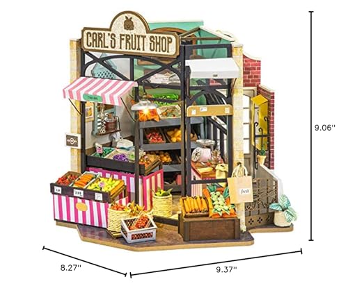 ROBOTIME DIY Miniature Dollhouse Kit with Furniture Miniature Room Kit for Adults 1:24 Scale Dollhouse - Carl's Fruit Shop