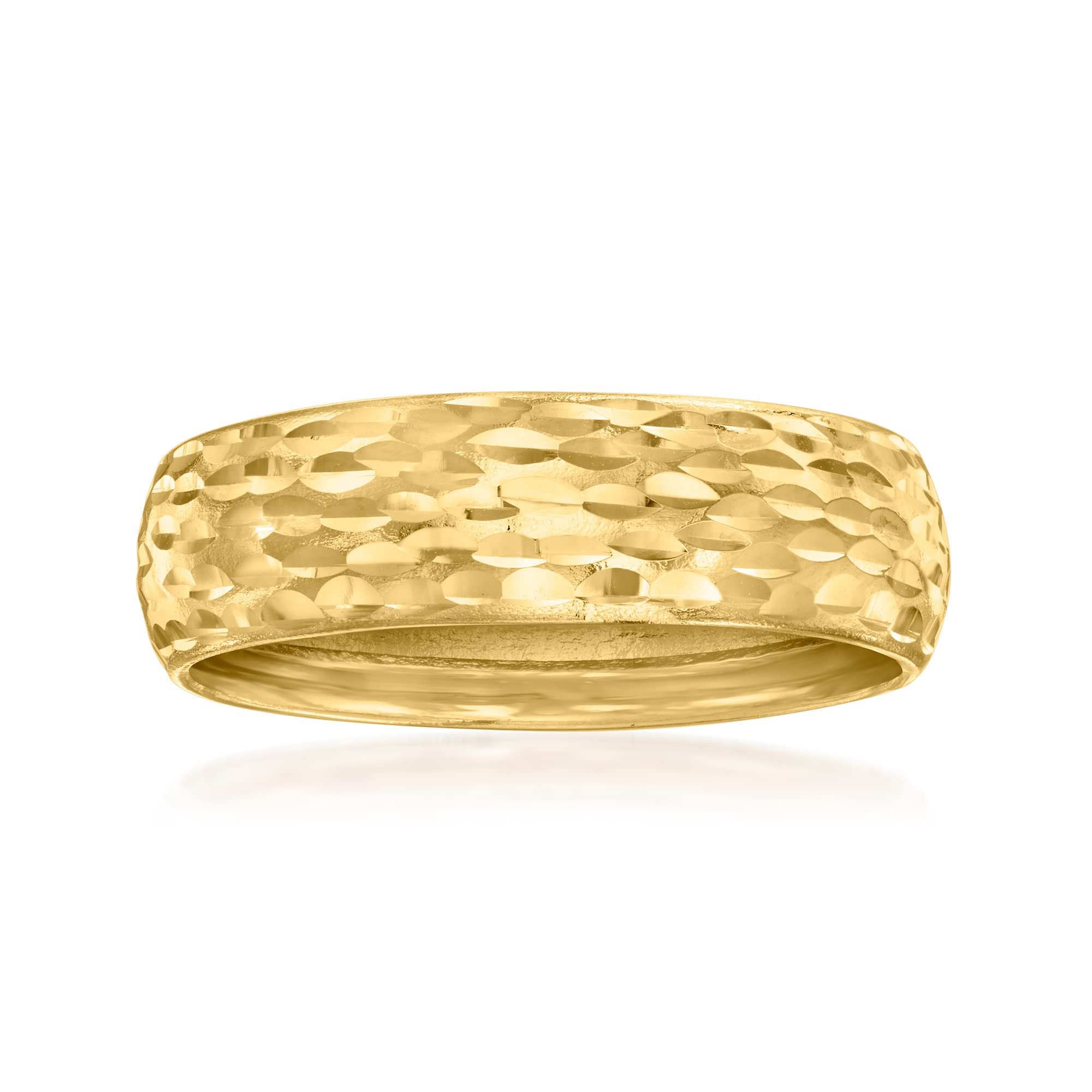 Canaria 10kt Yellow Gold Groove-Pattern Ring. Size 9
