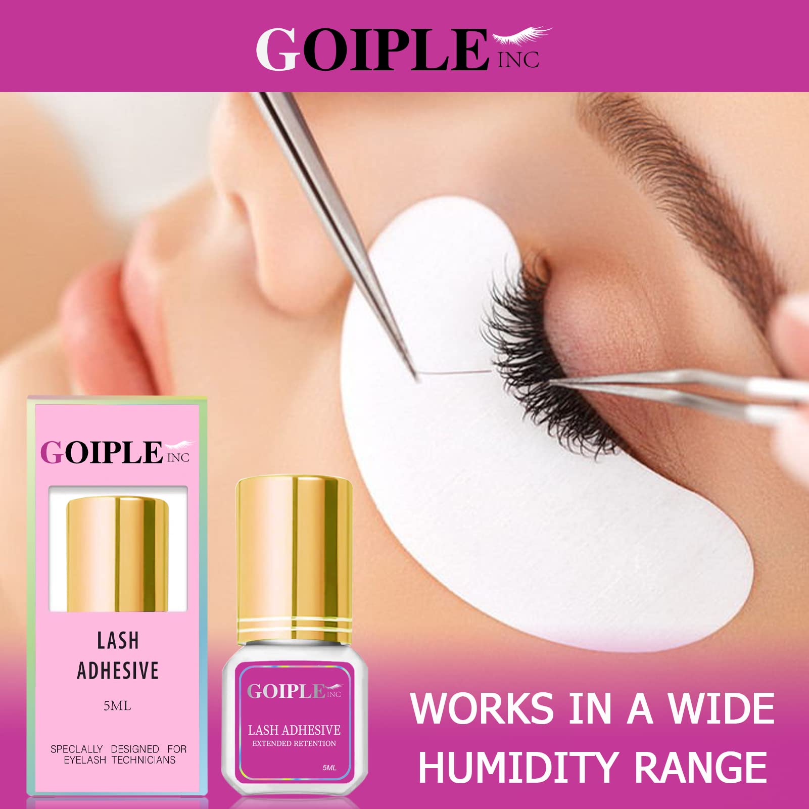 Eyelash Extension Glue - 1-2 Sec Drying/ 5ml/ 0.17 fl. oz/Retention - 6-8 Weeks/Lowest Fumes/Extra Strong/Black Adhesive Professional Use Only- Ultra Flexibility Lash Glue for Eyelash Extensions