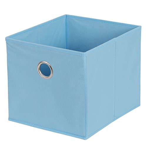 Nouva 3x2 Cubic Organizer 6 Cube Storage Bookcase Wooden Bookshelves Toy Organizers with 3 Non-Woven Bins for Bedroom Living Room, White&blue