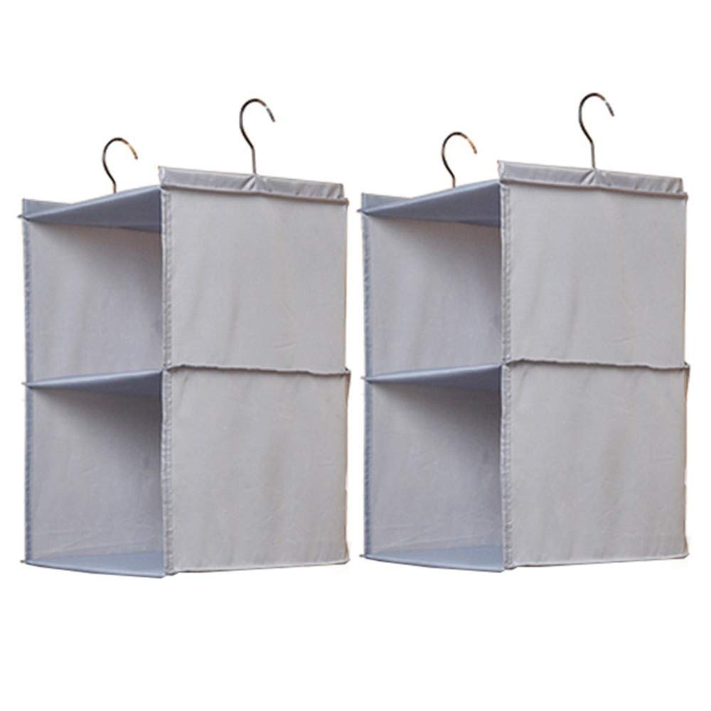 DONGKER 2PCS Hanging Closet Organizer, 2- Layer Foldable Storage Closet Underwear Storage Bag with 2 Hooks for Clothes Storage