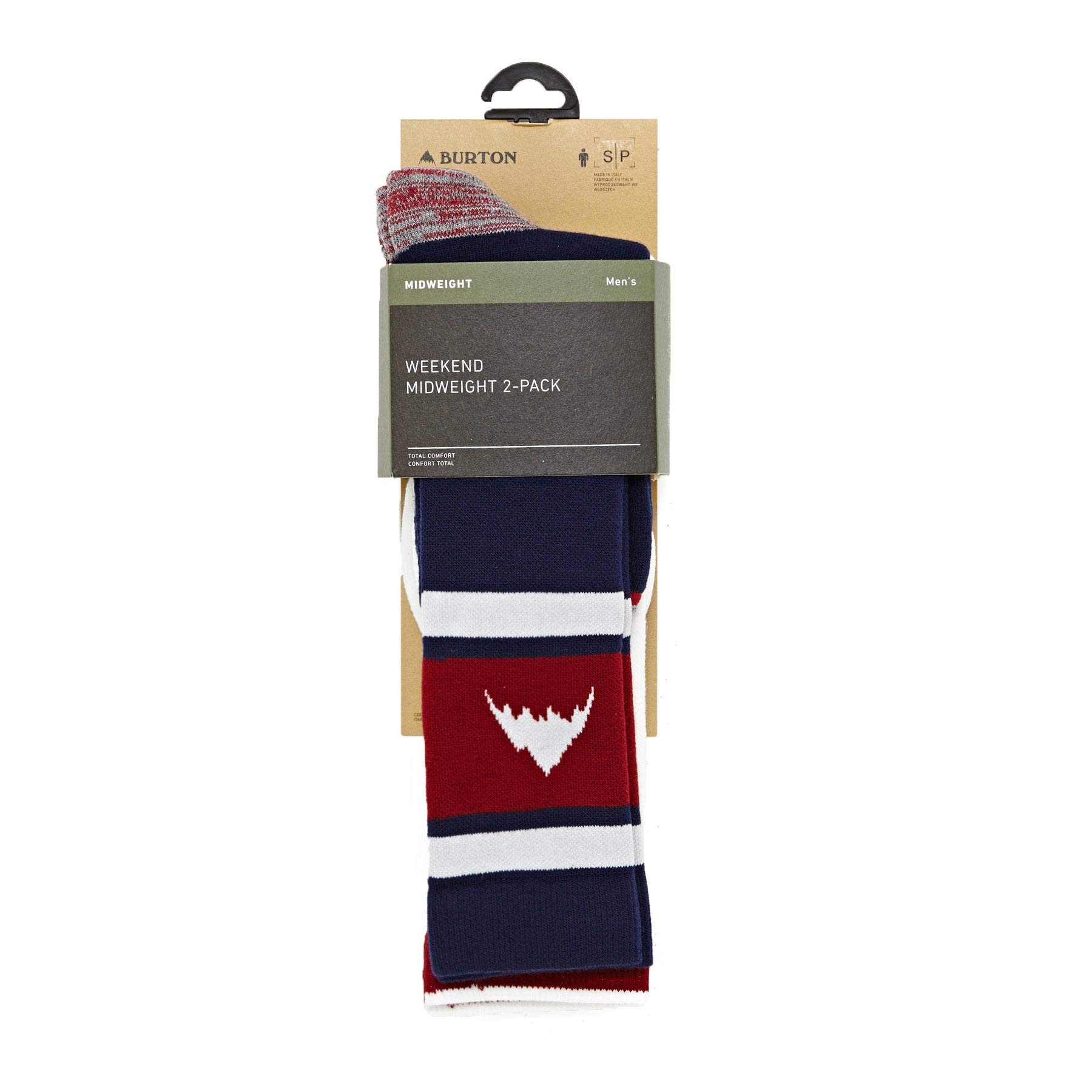 Burton Men's Weekend Midweight Snowboard Socks 2 Pack (Mood Indigo, Medium (7.5-10))