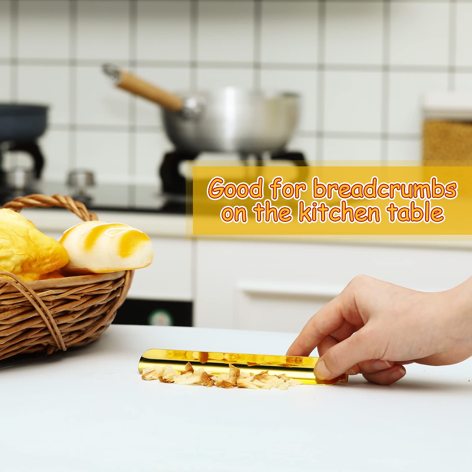 Crumbers for Servers, Table Crumb Sweepers Bread Crumber Cleaner Stainless Steel Table Crumbers for Tablecloth in Restaurants and Homes, Servers, Waiters, Waitresses Tool Accessories(Gold, 10)
