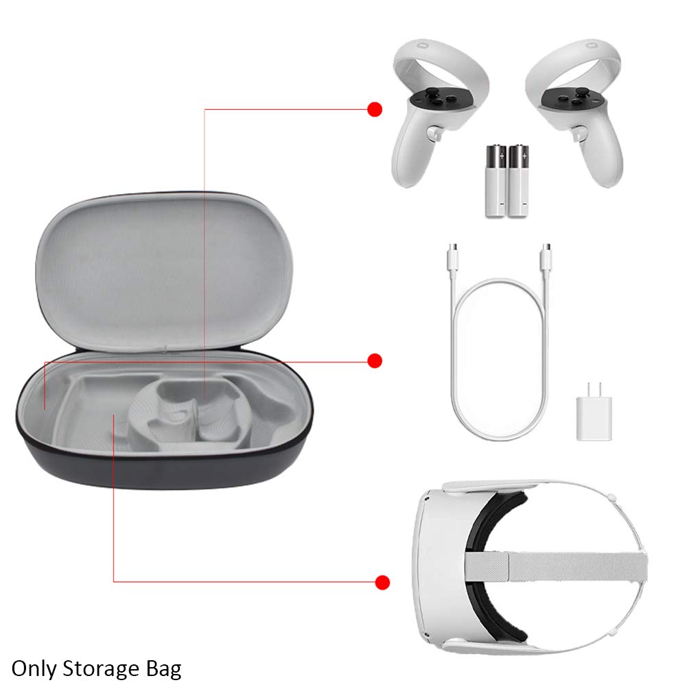 CALIDAKA Travel Case for Quest 2 Quest VR Gaming Headset Elite Strap and Controllers Accessories Carrying Bag,Carrying Case for Quest 2 VR Headset Storage Bag for Quest 2 Portable