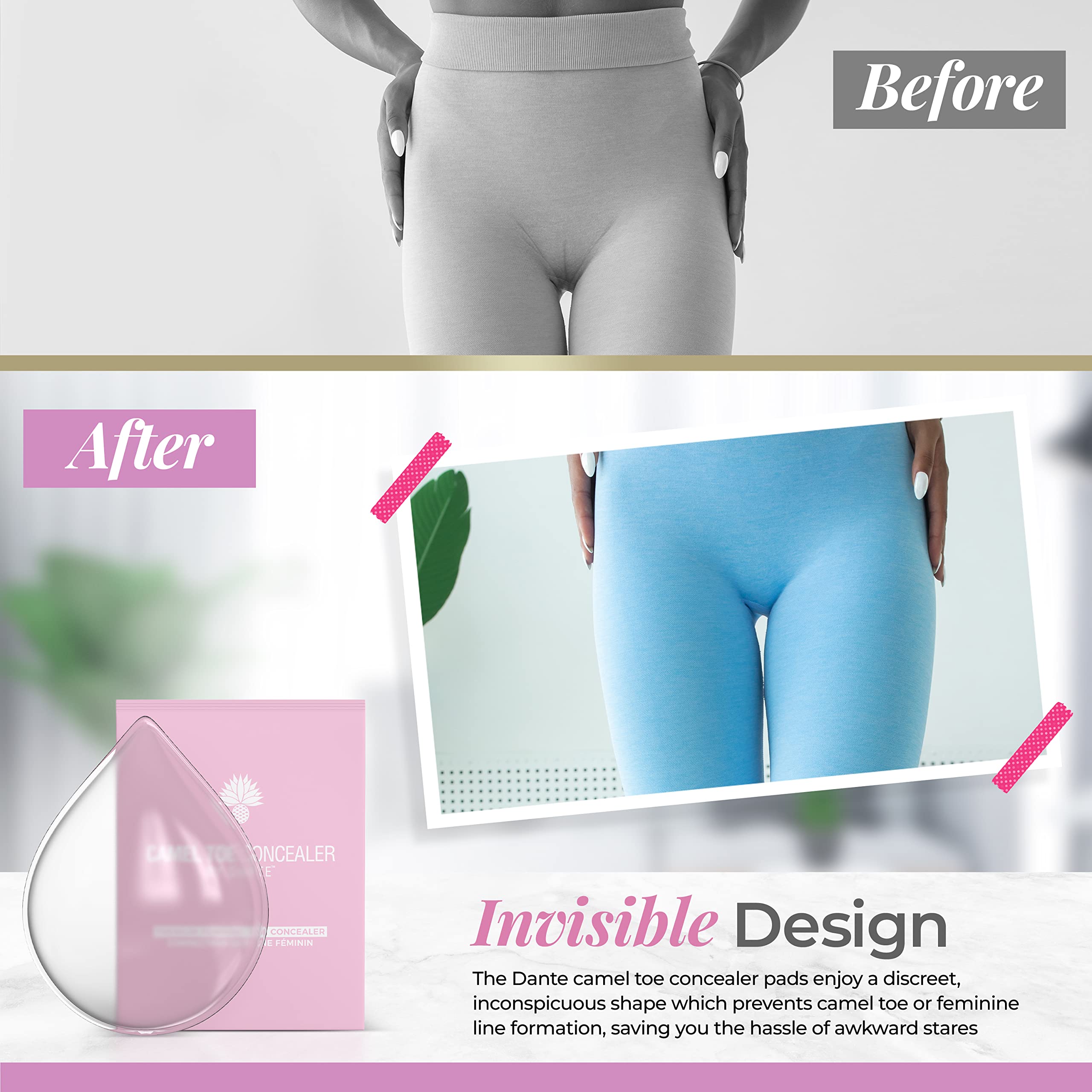 DANTE Camel Toe Concealer – Skin Friendly Silicone Adhesive Camel Toe Guard for Women Activewear – Reusable and Safe – Protective Packaging – Ideal for Swimsuit, Yoga Pants, Leggings