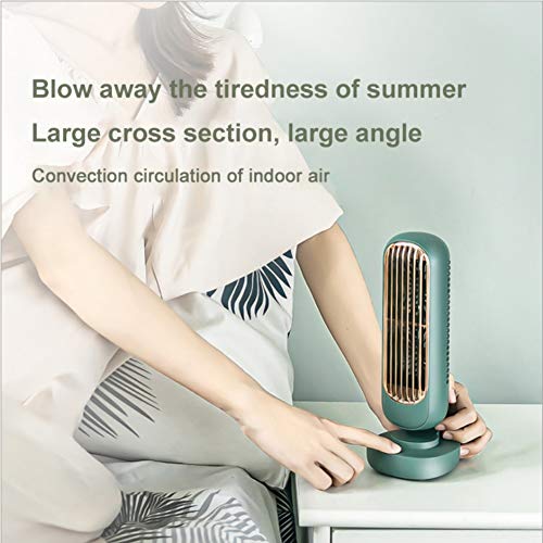 Novobey Retro Desk Fan, Mini Portable Fan Retro Double-Leaf Tower Fan USB Charging Cordless Personal Fan for Desktop Home Office Bedroom Camping Outdoor (pink)