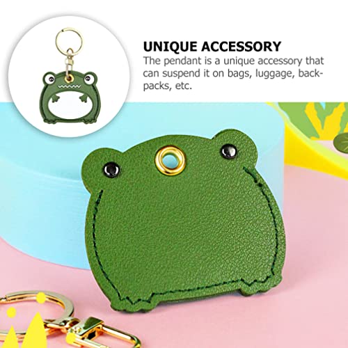Generic Frog Keychain Frog Keychain Compatible for AirTag Keychain:Leather Tracker Cover Cute Cartoon Frog Shaped Air-Tag Holder Anti-Lost Tracker Shell for Women Key Fob Keychain Key Fob Keychain