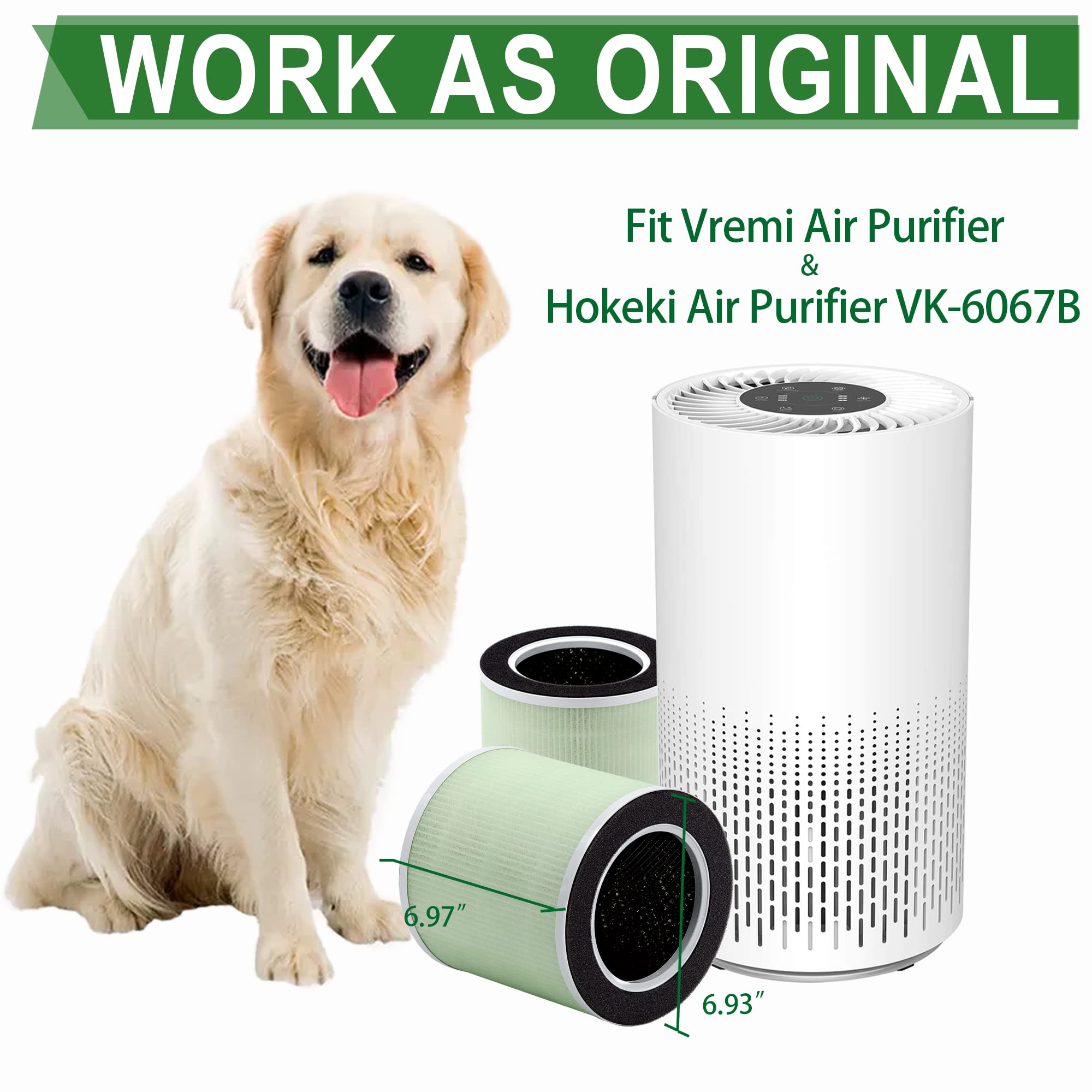 Elowoke VK-6067B Filter, Green 2-Pack