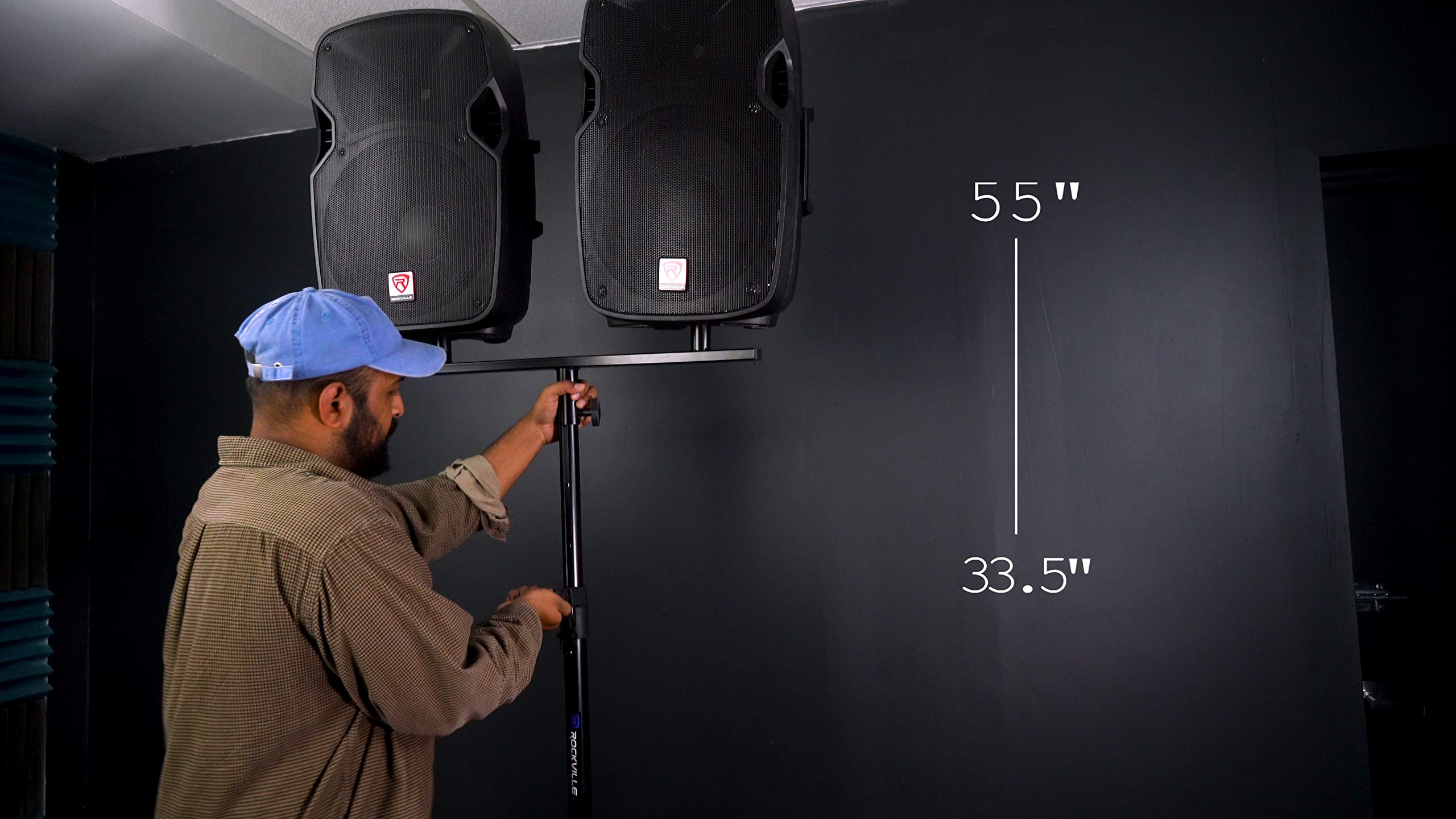 Rockville RSPAT M20 Threaded Subwoofer to Speaker Pole Mount Adjustable Stand
