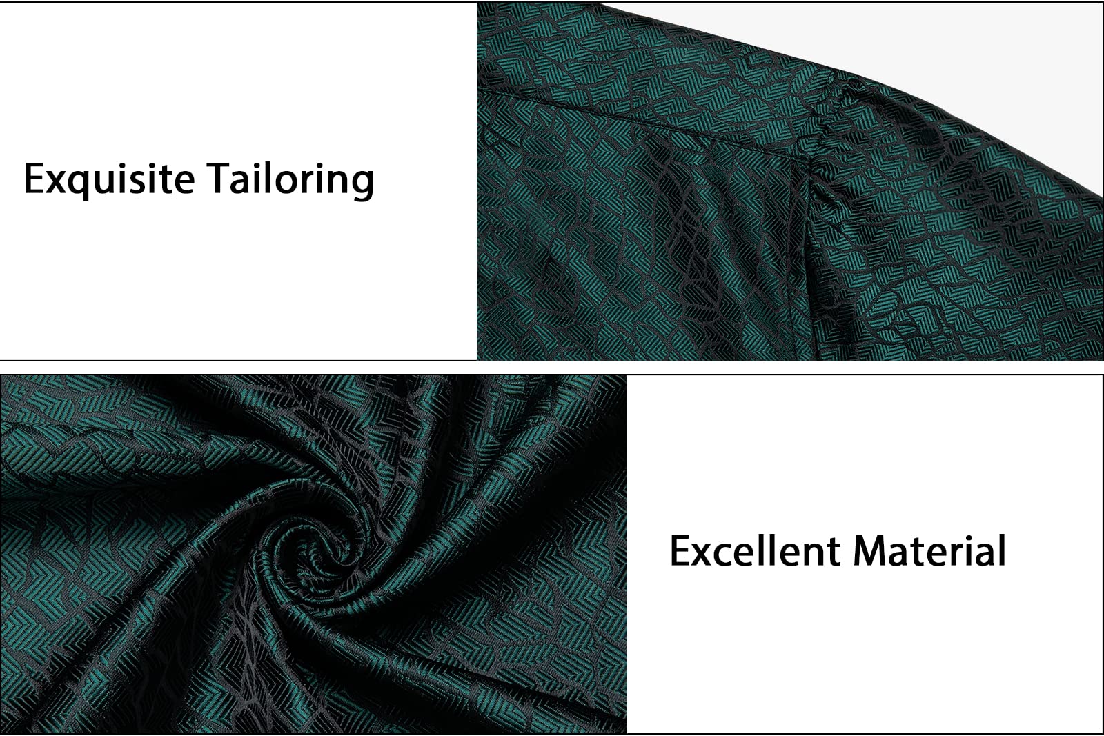 DiBanGu Mens Emerald Green Dress Shirts Long Sleeve Casual Button Down Green Shirts for Party Wedding
