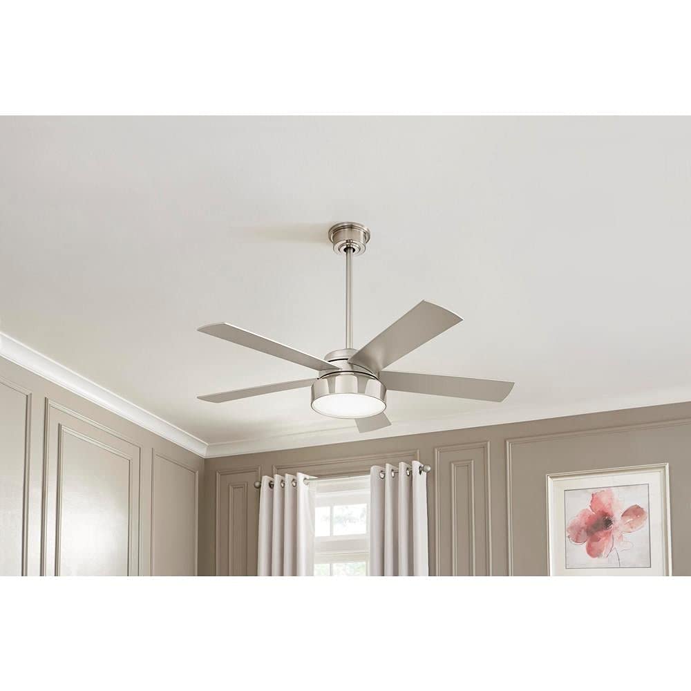 Cherwellu00a052 in. LED Brushed Nickel Ceiling Fan with Light