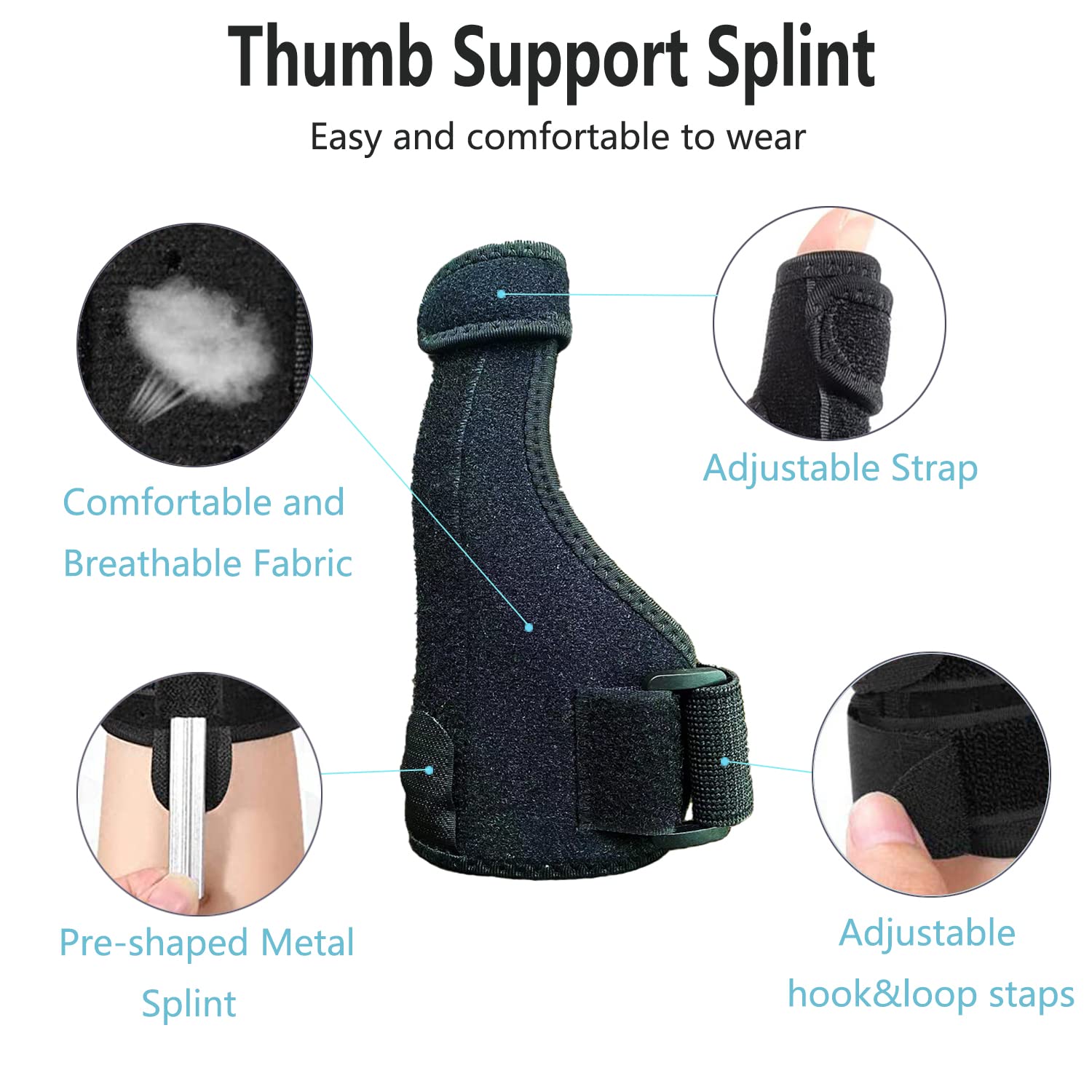 Cinlitek Thumb Splint Spica Brace|Provides Support to Wrist & Thumb|Guards Left or Right Hand|For Fracture Arthritis Tenosynovitis & Carpal Tunnel Syndrome|Adjustable for Left or Right Hand