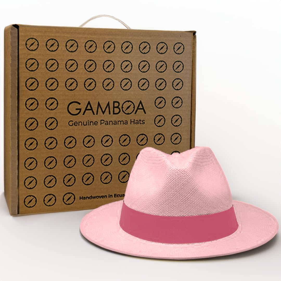 Gamboa Original Panama Hat for Men and Women Fedora Straw Summer Beach Sun Hat Protection UV UPF50+ White