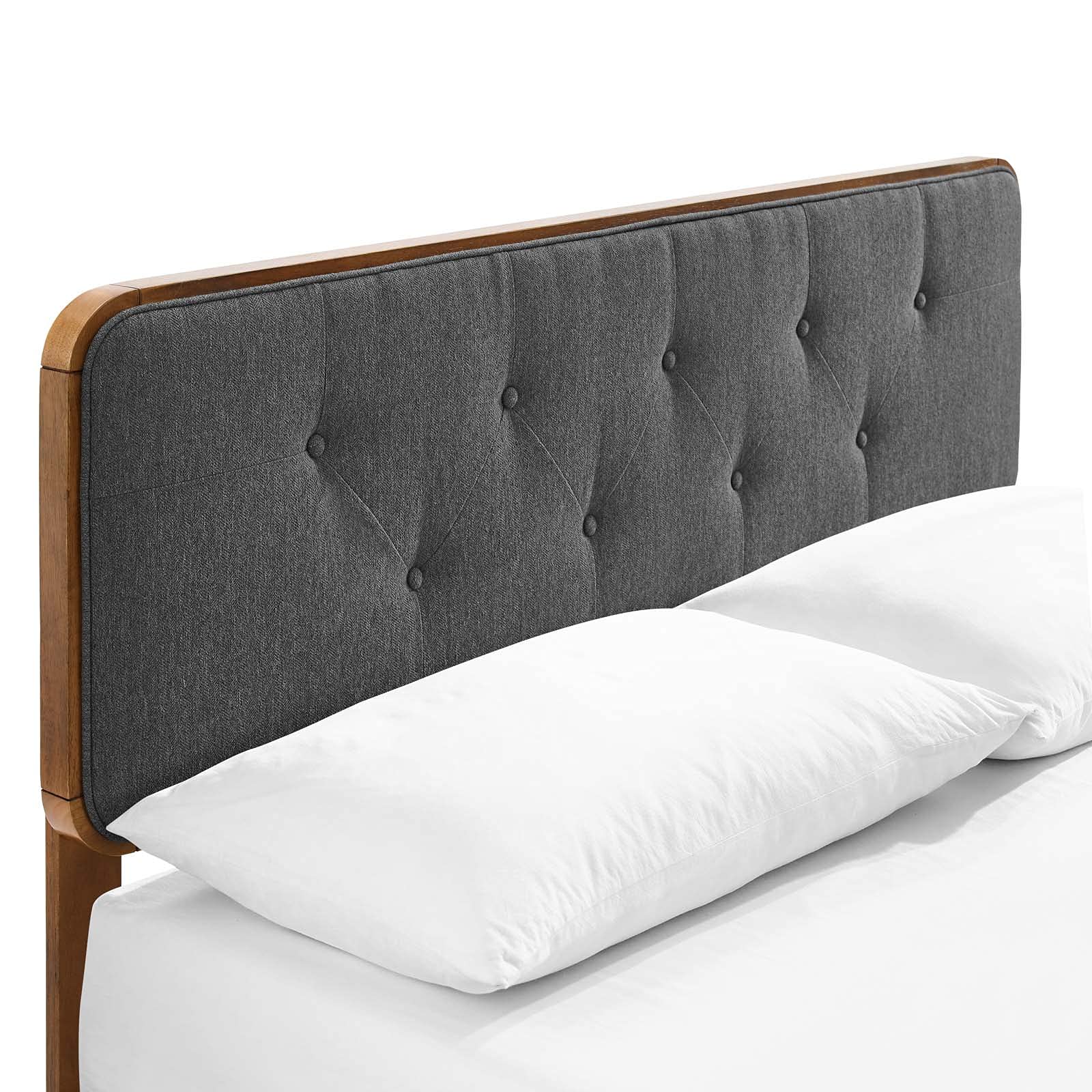 Modway MOD-6646-WAL-CHA Bridgette Full Wood Platform Bed with Splayed Legs, Walnut Charcoal