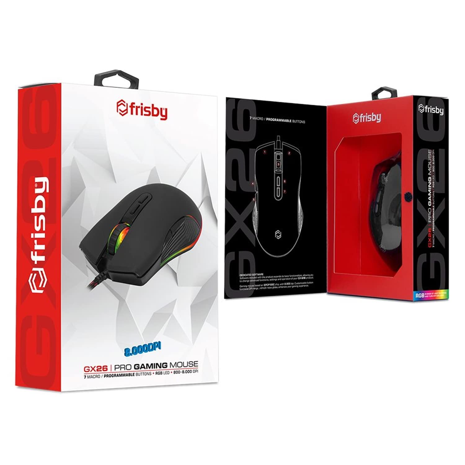 ELONTI Gaming Mouse - 8.0000 DPI Optical Sensor-Wired Mouse with 7 Programmable Buttons-Gaming Accessories for Pc Setup Windows 7 / 8 / 10 ve Mac OSX-FRISBY(GX26)-Black Mouse