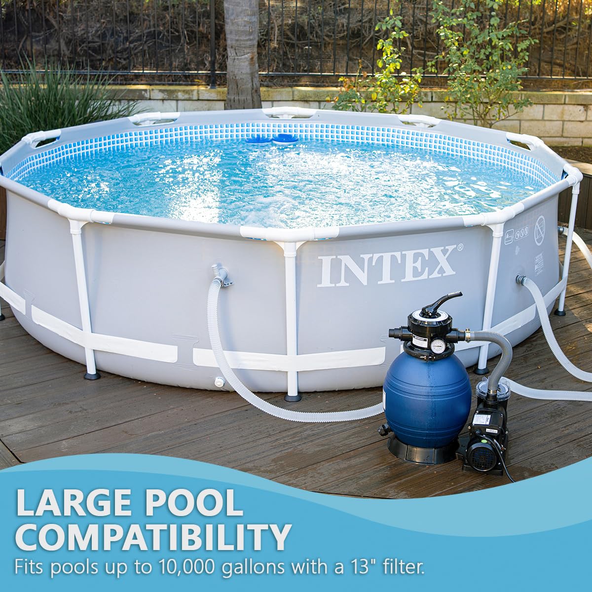 XtremepowerUS High-Flo Sand Filter Pump System 12" Filter Tank 10,000 Gallons for Above Ground Pool 3/4HP Pool Pump 2400GPH Flow