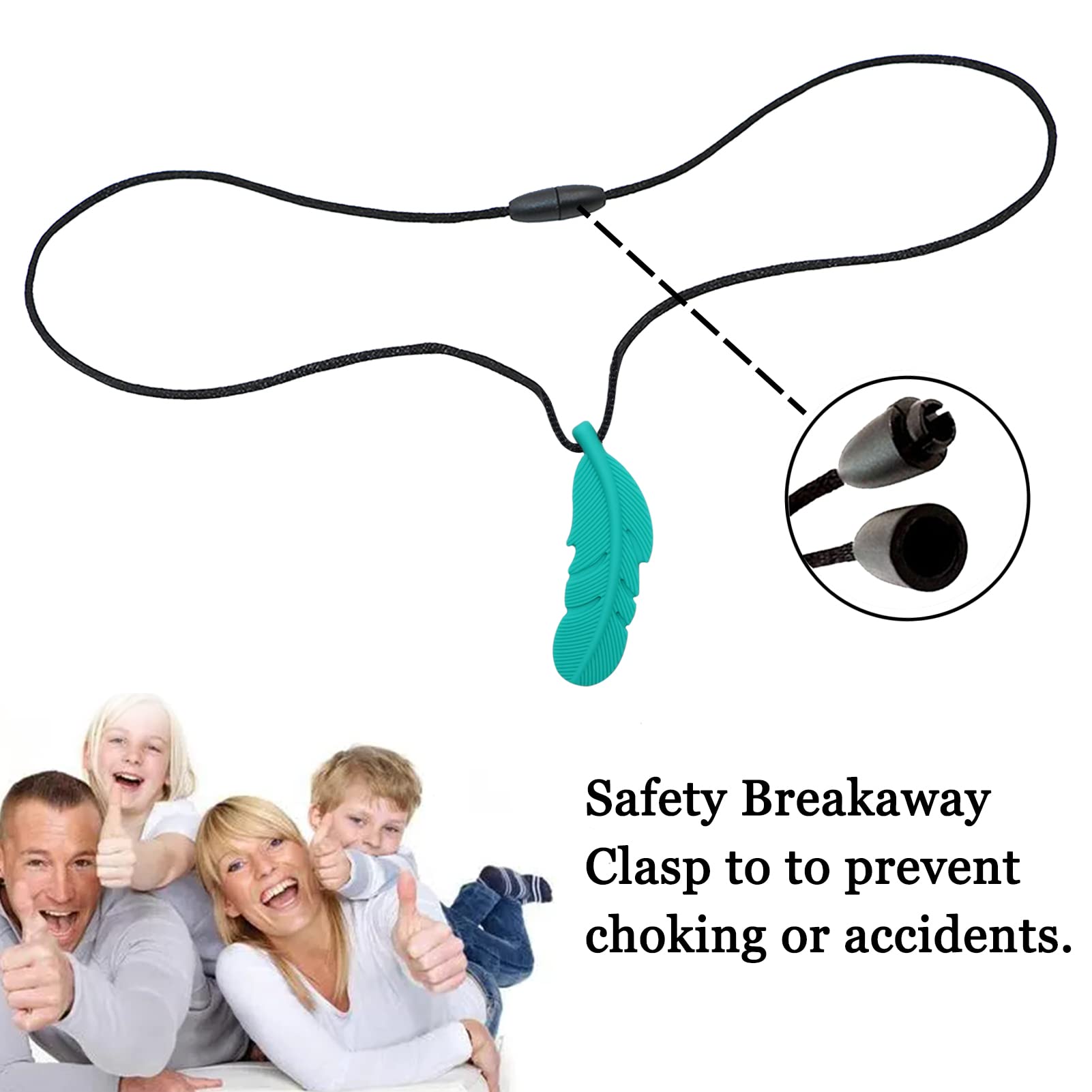 Chew Necklaces for Sensory Adult and Kids, Silicone Feather Chewy Necklace for Autism, ADHD, Chewing, Oral Motor Therapy Tools for Mild Chewers