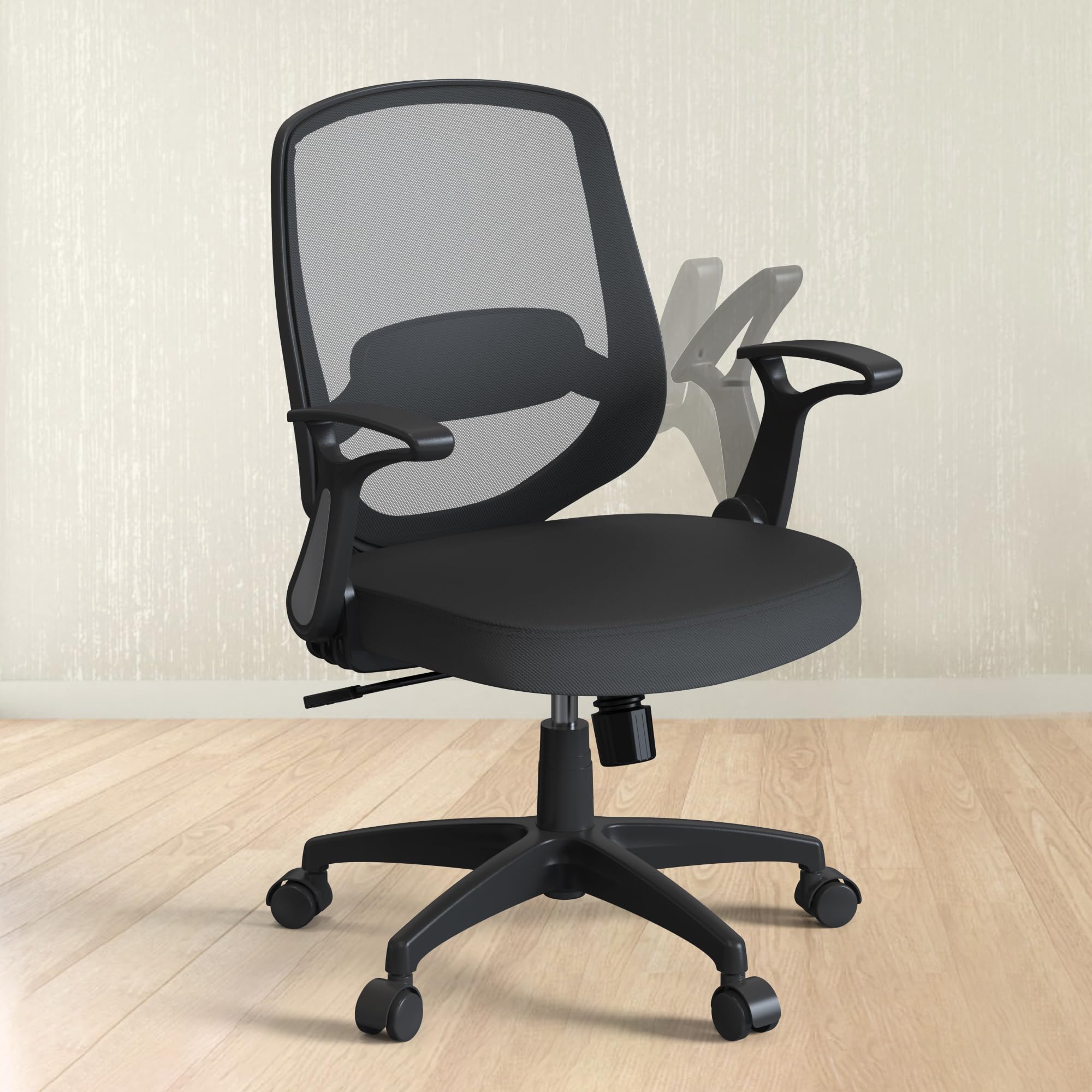 Ergonomic Swivel Mesh Back Office Computer Desk Chair for Home with Flip Up Arms and Adjustable Lumbar Support
