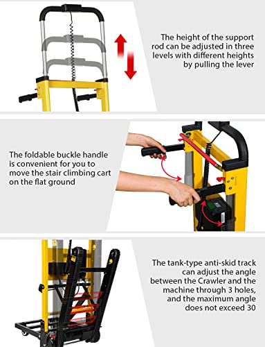 Electric Stair Climbing Hand Trucks Dolly 120W Motor 440Lbs Load Folding Electric Stair Climber Cart with Charger Lithium Battery 6 Solid Wheels for Moving Climbing Stairs Logistics Distribution