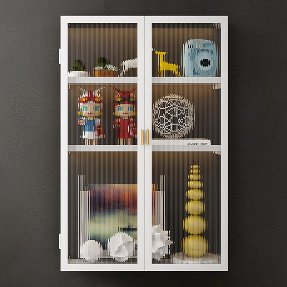 Gdrasuya10 Wall Cabinet Wall Mount Kitchen Bathroom Storage Cabinet Over Toilet Cabinet Storage Organizer with Doors & Shelves Wall Cabinet for Dining Room, Kitchen, Bathroom (Black)