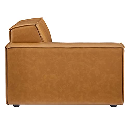 Modway Restore Vegan Leather Sectional Sofa Loveseat in Tan