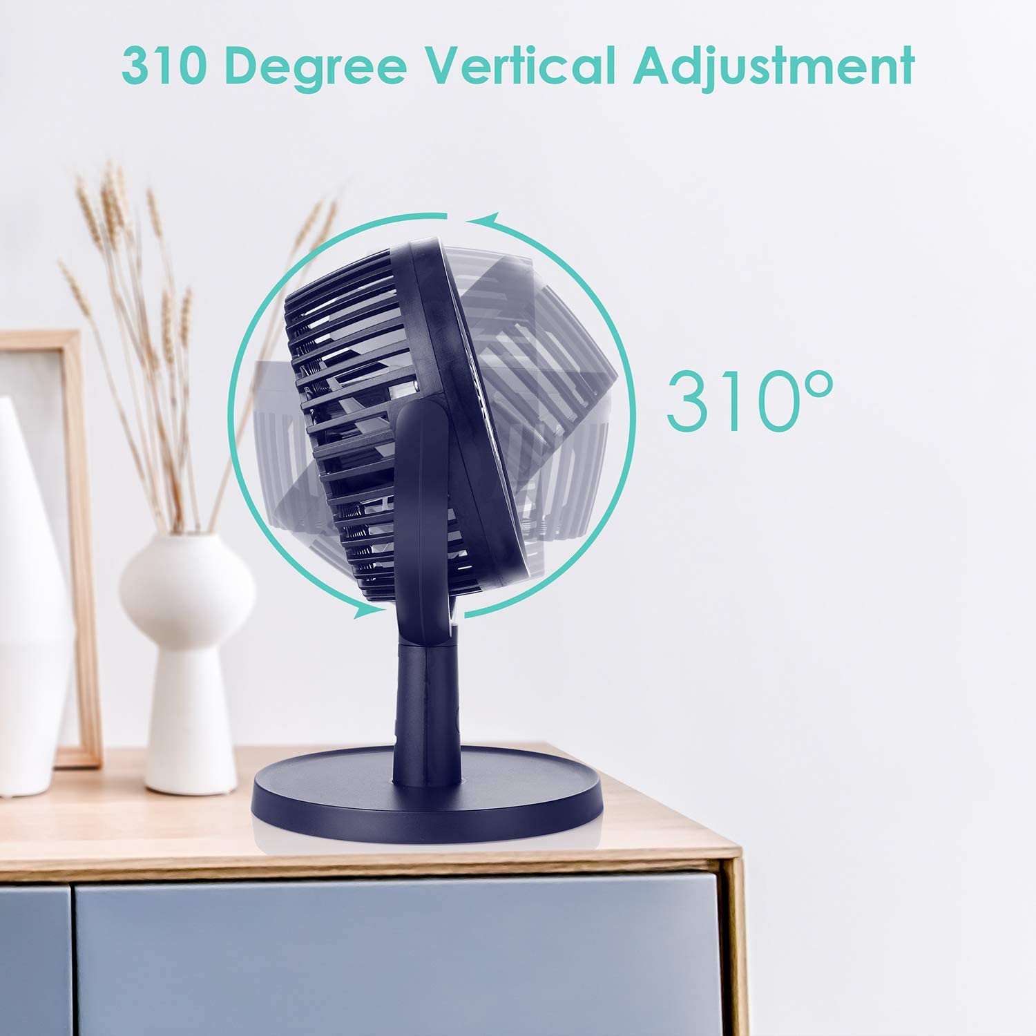 COMLIFE Mini Desk Fan, USB Operated Fan with 4 Speeds, Strong Airflow, Ultra Quiet Operation, 310° Adjustment, Portable Personal Fan for Home Office Desktop (Blue)