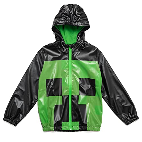 Minecraft Creeper Big Boys Zip Up Raincoat Jacket Black 18-20