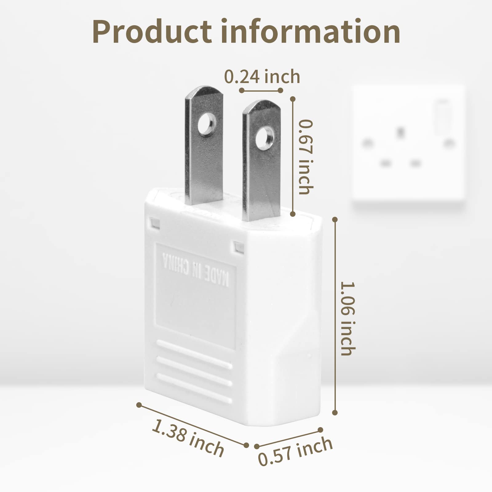 European to American Outlet Plug Adapter,European Plug Adapter,American Travel Plug Adapter,Travel Adapter(4-Pack,White)