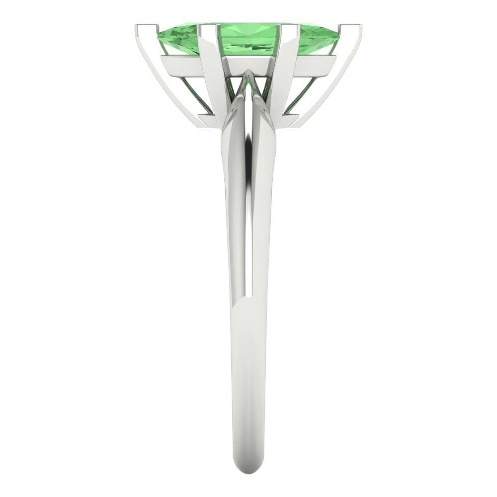 Clara Pucci 1.0 ct Marquise Cut Solitaire Green Simulated Diamond Engagement Bridal Promise Anniversary Ring 18K White Gold Size 5