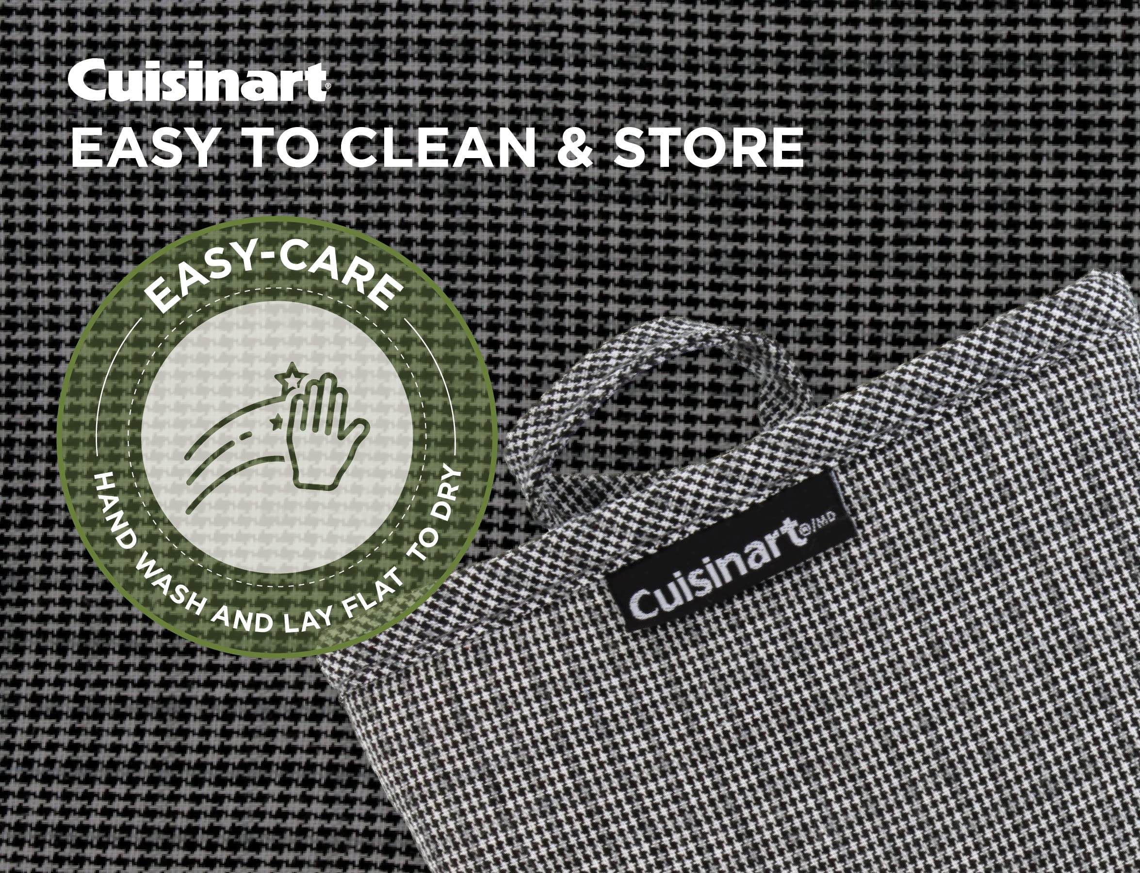 Cuisinart Farmhouse Neoprene Mini Oven Mitts, 2pk - Heat Resistant Pot Holders to Protect Hands with Non-Slip Grip and Hanging Loop - Ideal for Handling Hot Cookware - Micro Houndstooth