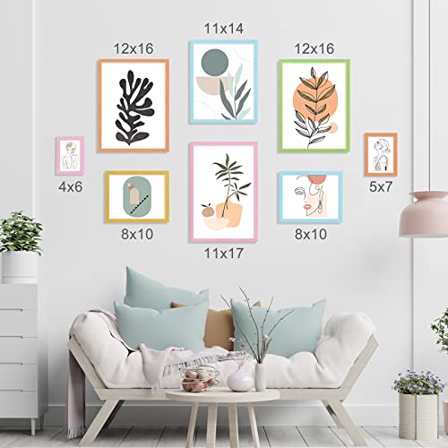 Minesaxel 4x6 Picture Frame Set of 5, Wall Gallery Photo Frames 4 by 6, Glittering Colorful Artwork Frame