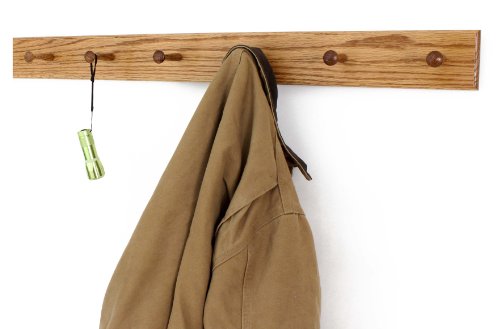 Solid Oak Shaker Peg Rack Made in The USA - Golden Oak Stain Stain 35 x 3.5 Inches with 6 Pegs