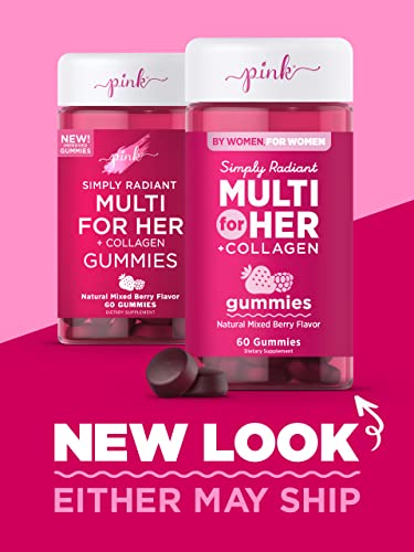 Multivitamin for Women | 60 Gummies | Non-GMO & Gluten Free | Plus Collagen & Biotin | Mixed Berry Flavor | by PINK