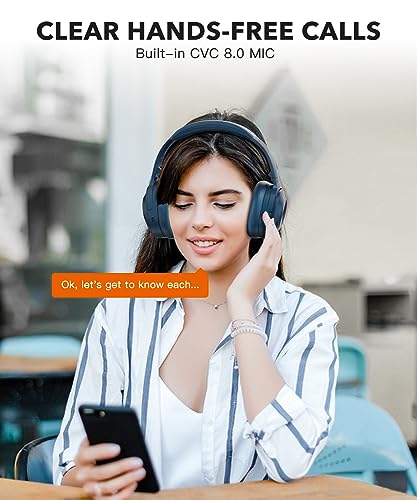 INFURTURE Q1 Active Noise Cancelling Headphones with Microphone,Wireless Over Ear Bluetooth Headphones, Deep Bass, Memory Foam Ear Cups, Quick Charge 40H Playtime, for TV, Travel