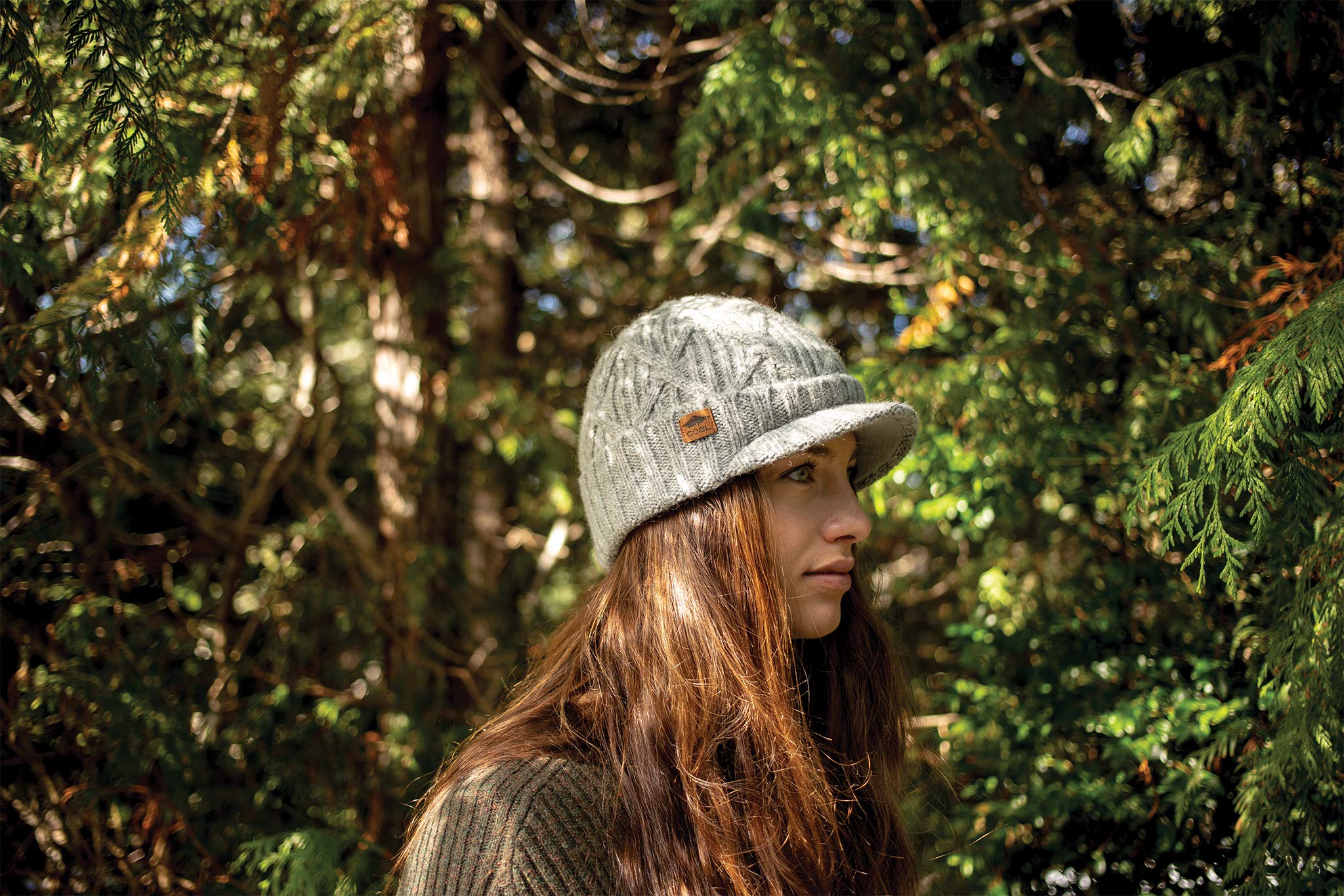Coal Yukon Brim Cable Knit Wool Visor Beanie - Black