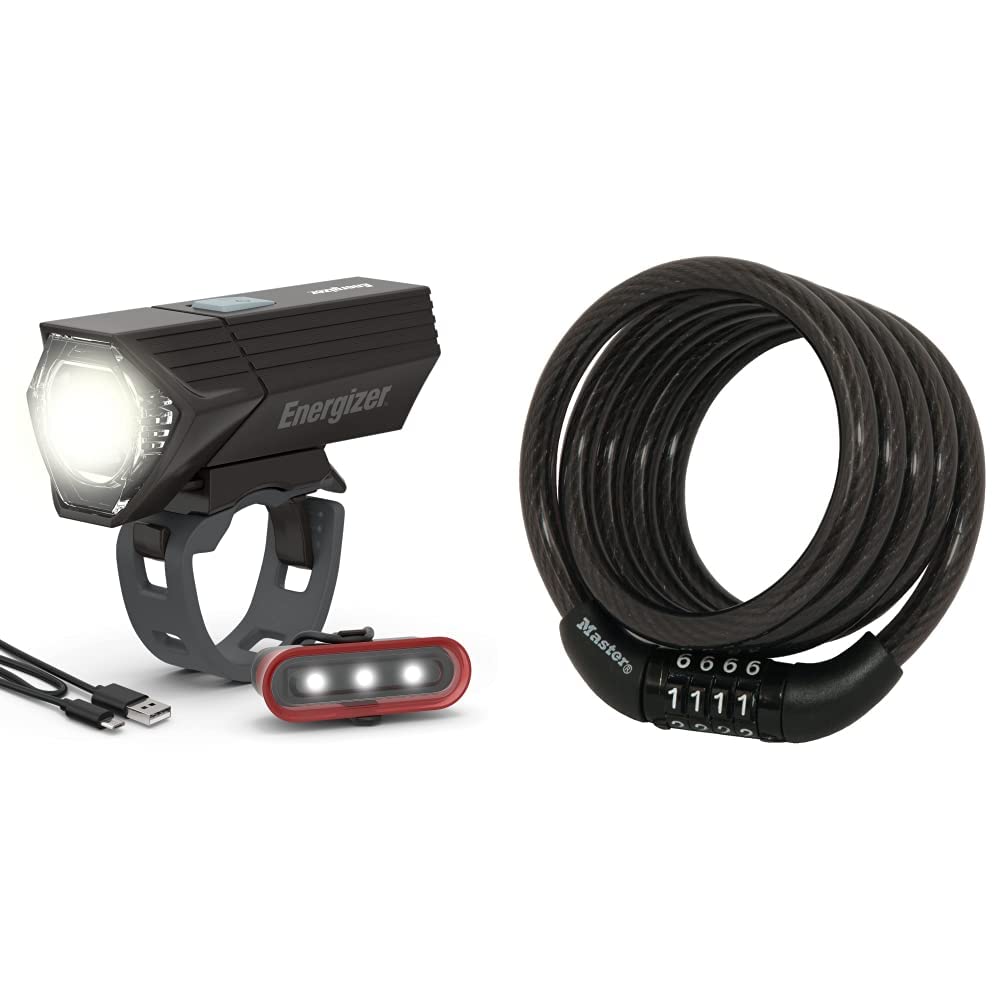 Energizer X400 Rechargeable Bike Light and Master Lock Combination Bicycle Lock Bundle